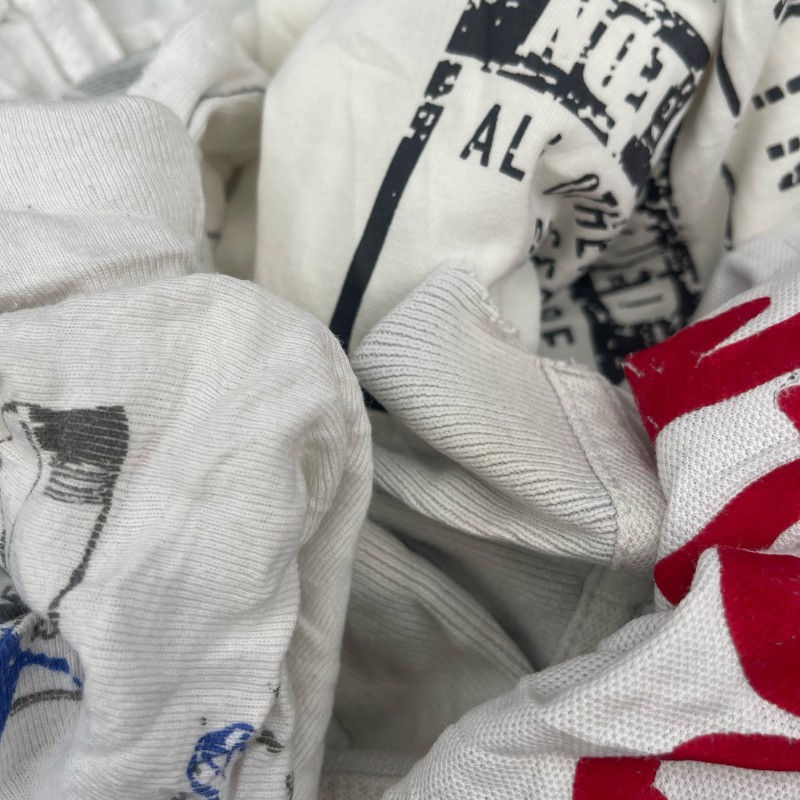 Chiffon d'essuyage type tee-shirt jersey blanc imprimé - BTRIM - carton ...